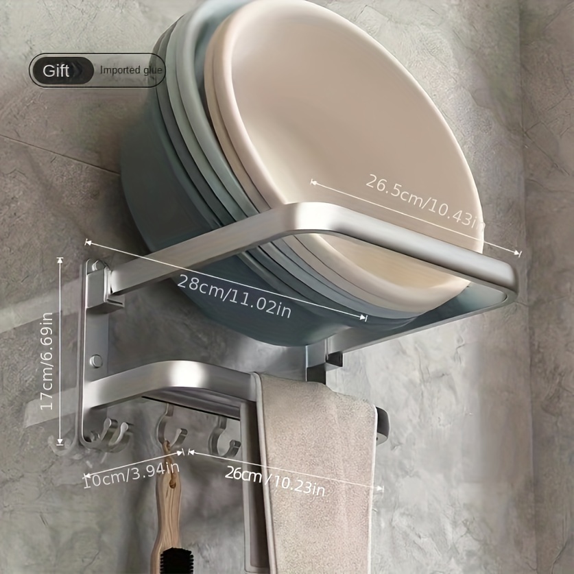 Foldable Washbasin Storage Rack Free punching Bathroom Basin - Temu ...