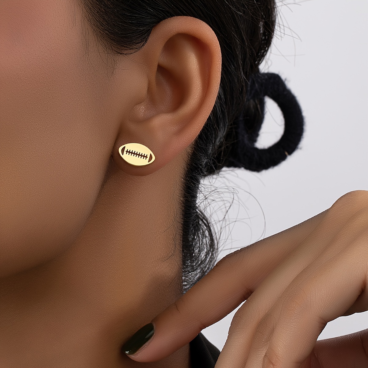 Mini Football Design Stud Earrings Alloy Jewelry Simple - Temu Denmark