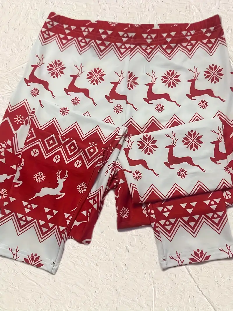 Christmas Print Skinny Leggings Casual Elastic Waist Temu Australia