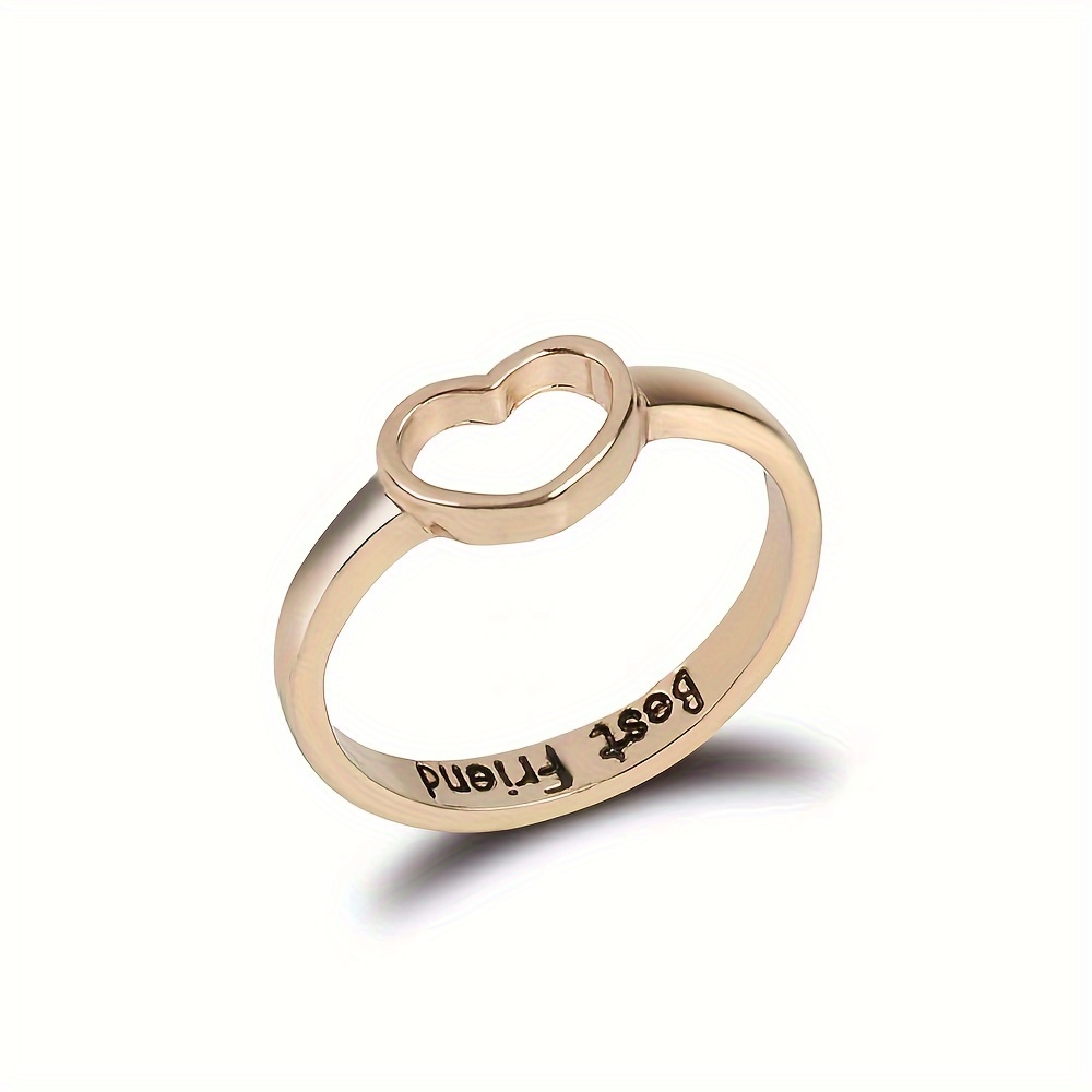 Men's Heart Shaped Alloy Ring Simple Couple Ring, Gift For Best Friends ...