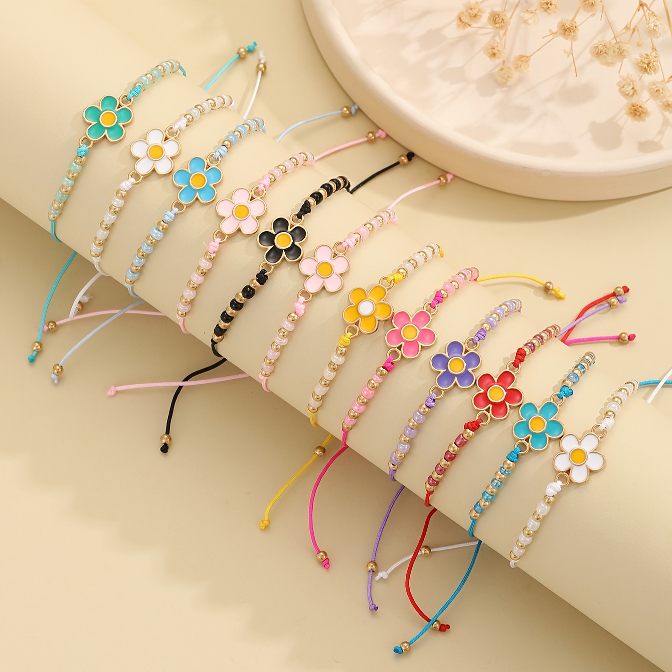 Colorful Flower Braided Bracelet Set Mini Seed Beads - Temu United Kingdom