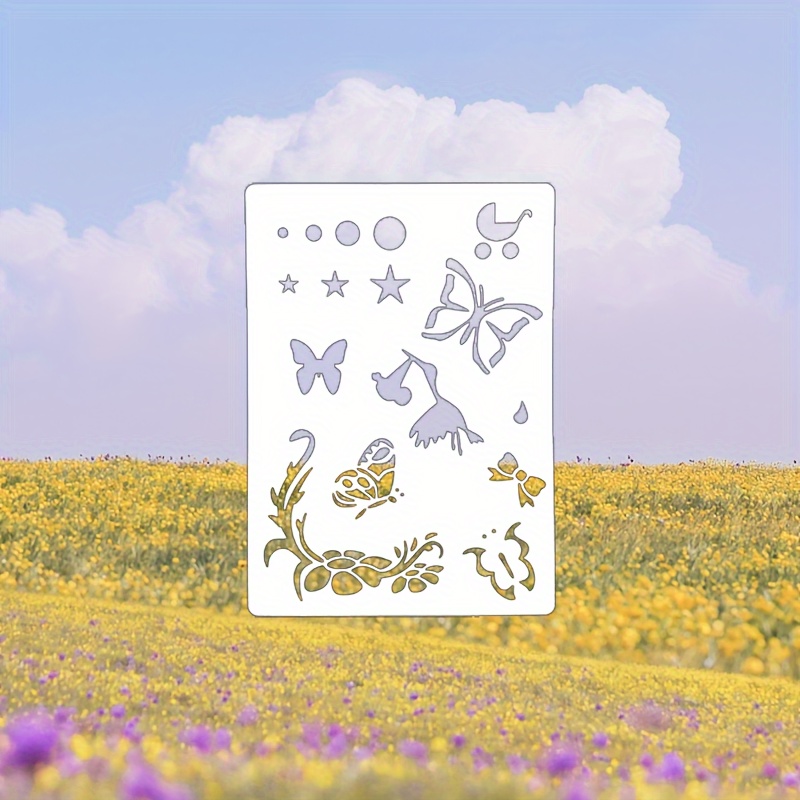 1枚の蝶々と花の絵画テンプレート Diy洗える再利用可能 家庭用 床用 描画テンプレートツール Temu Japan