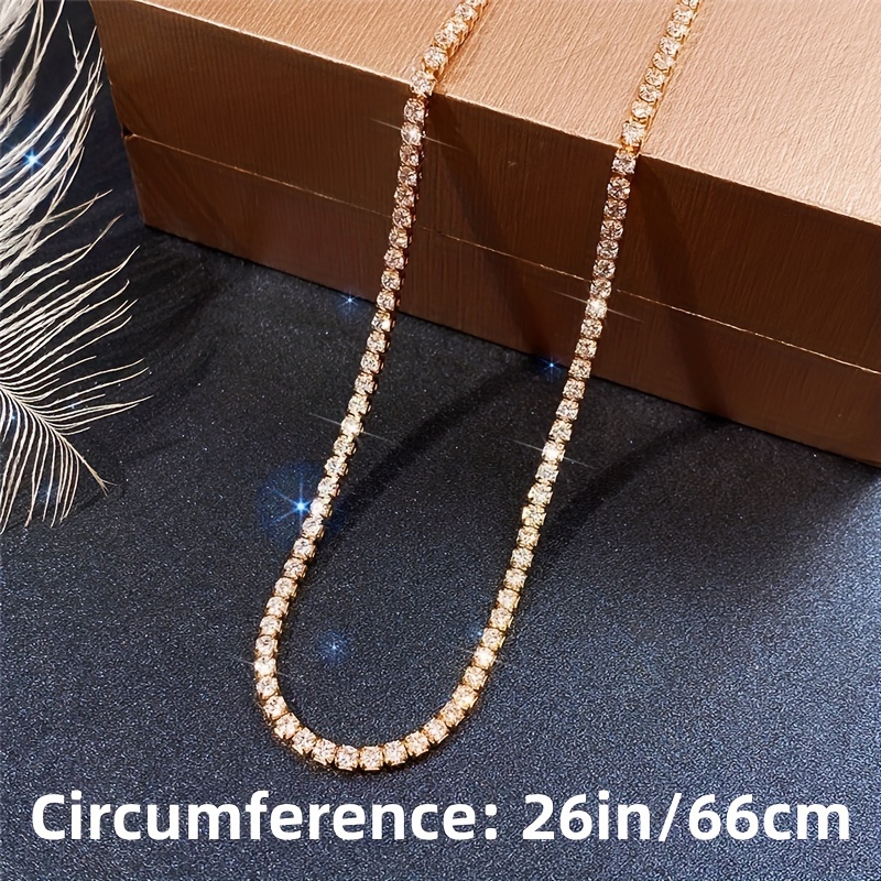 Super Shiny Rhinestone Chain Necklace Elegant Hip Hop Style - Temu ...