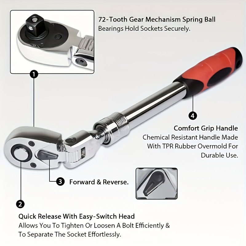 72 tooth carbon steel retractable ratchet wrench automatic Temu United Kingdom