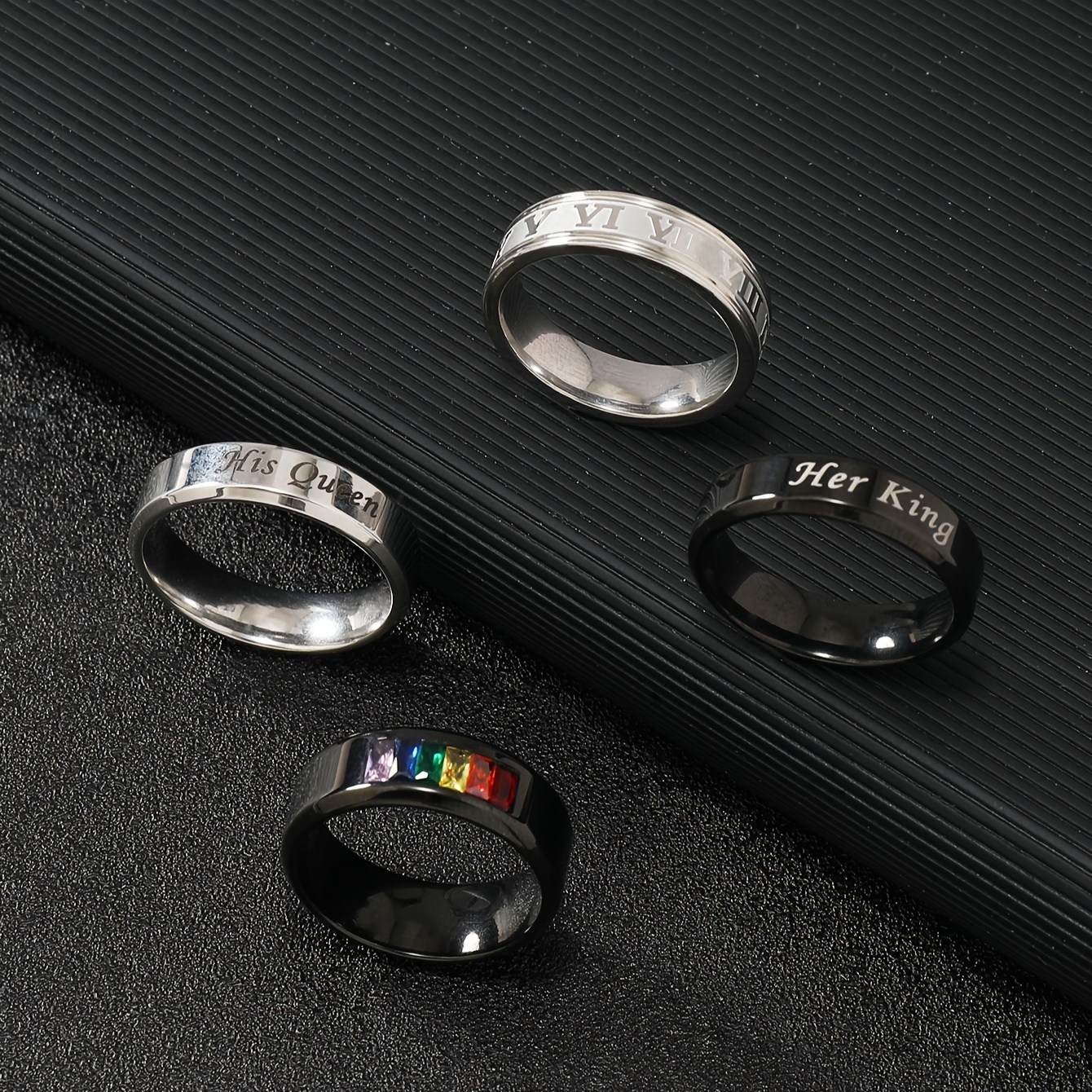 Fashionable 316 Stainless Steel Men's Ring Sets Exquisite - Temu United ...