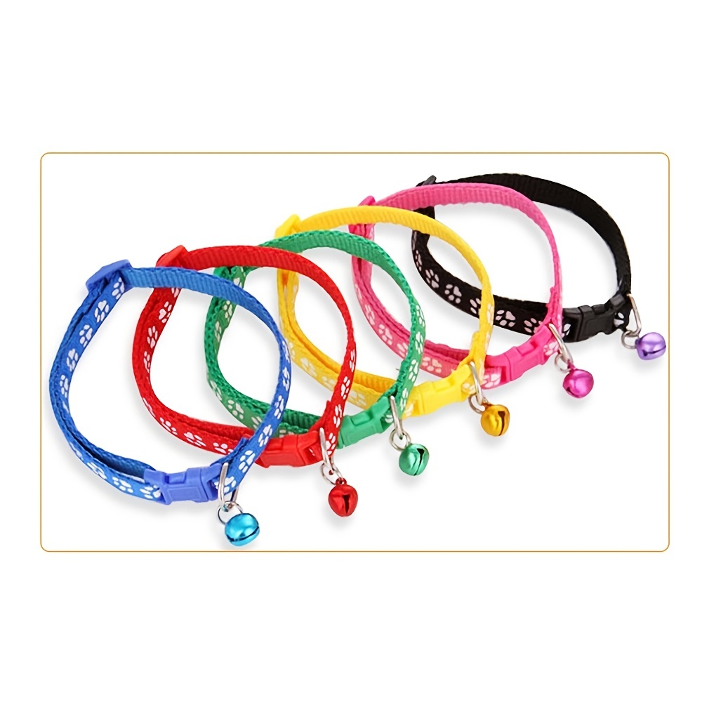 Adjustable Cat Collars Bells Paw Print Design Perfect Dogs - Temu ...