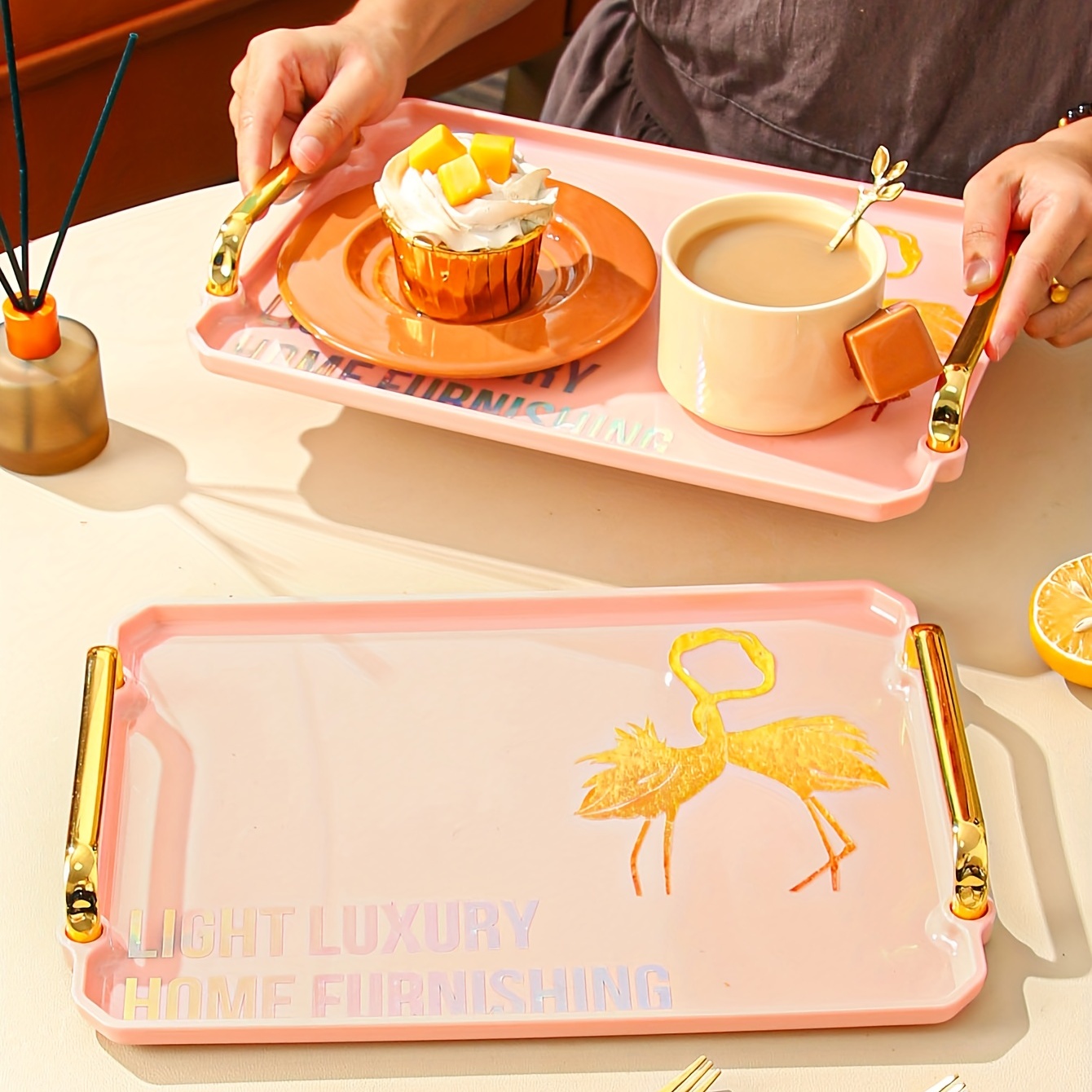 New Flamingo Pink Acrylic Biscuit Snack Cake Storage Tray - Temu