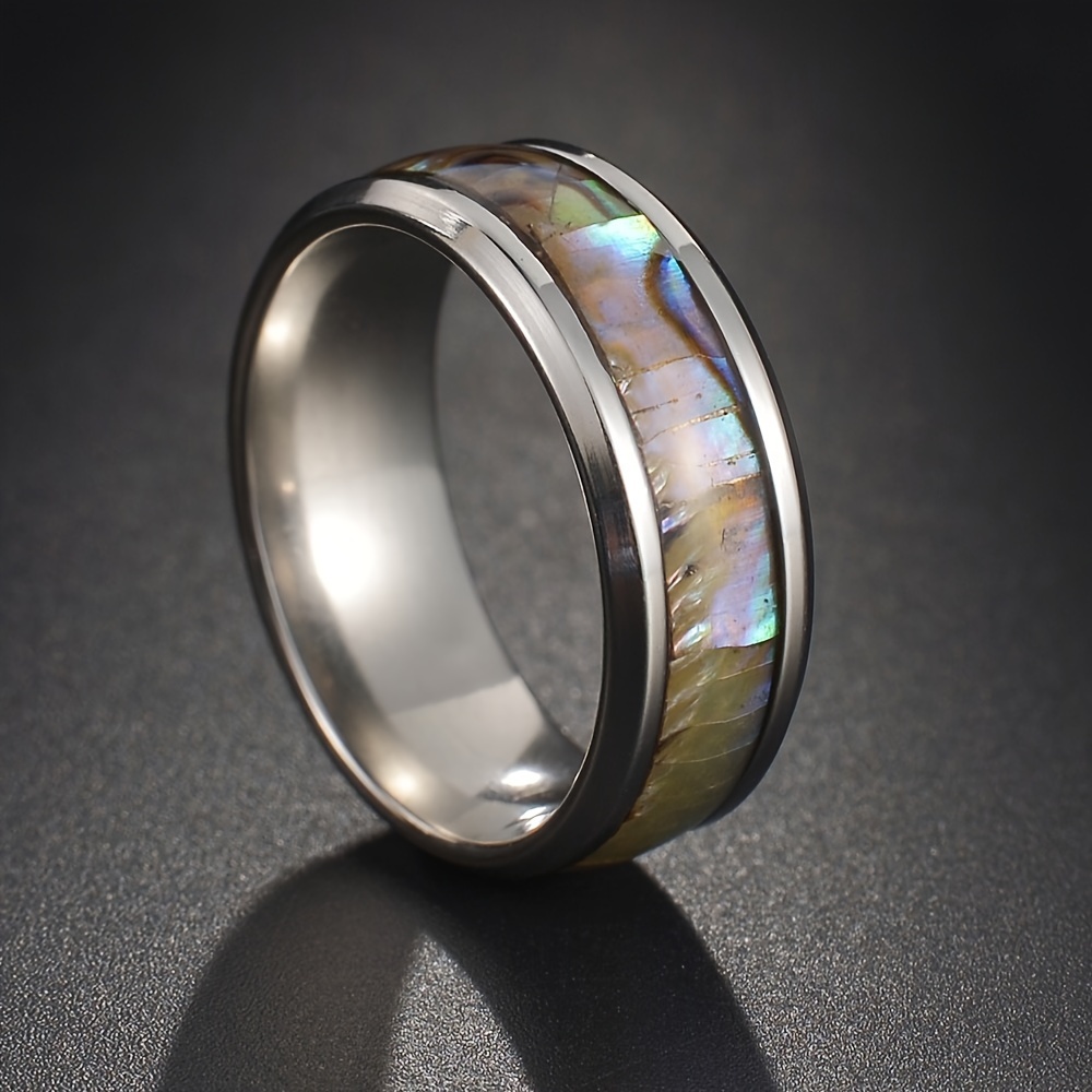 Men's Golden Silvery Stainless Steel Ring Birthday Gift - Temu Ireland