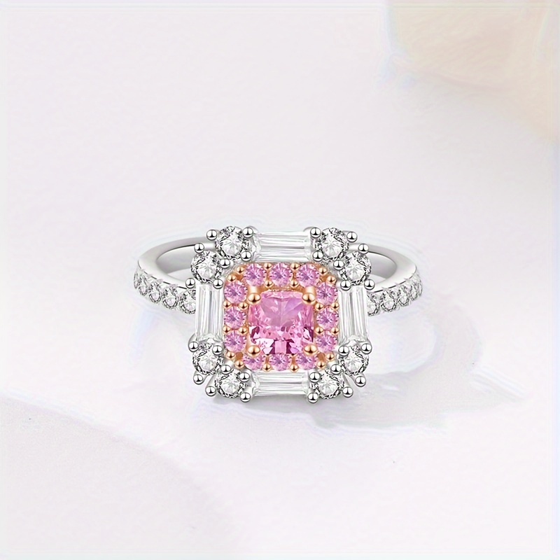 Light Luxury Engagement Ring Women Silvery Rhinestone - Temu United Kingdom