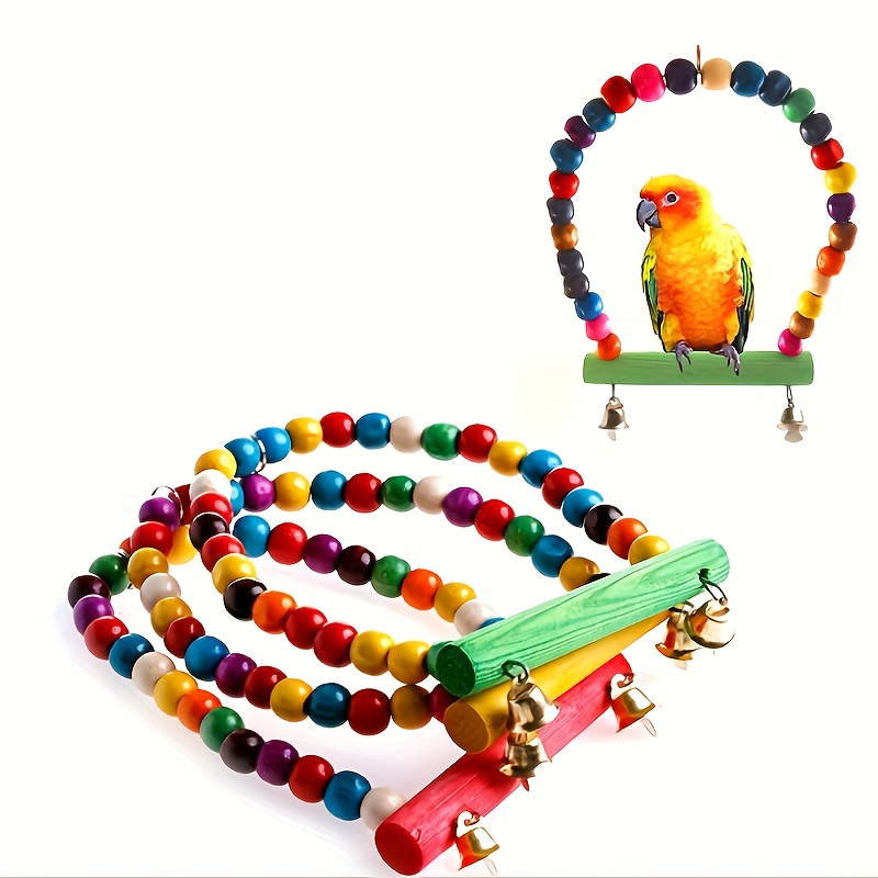 Parrot Toys Colorful Beaded Bird Swing Bird Toys Parrot - Temu United ...