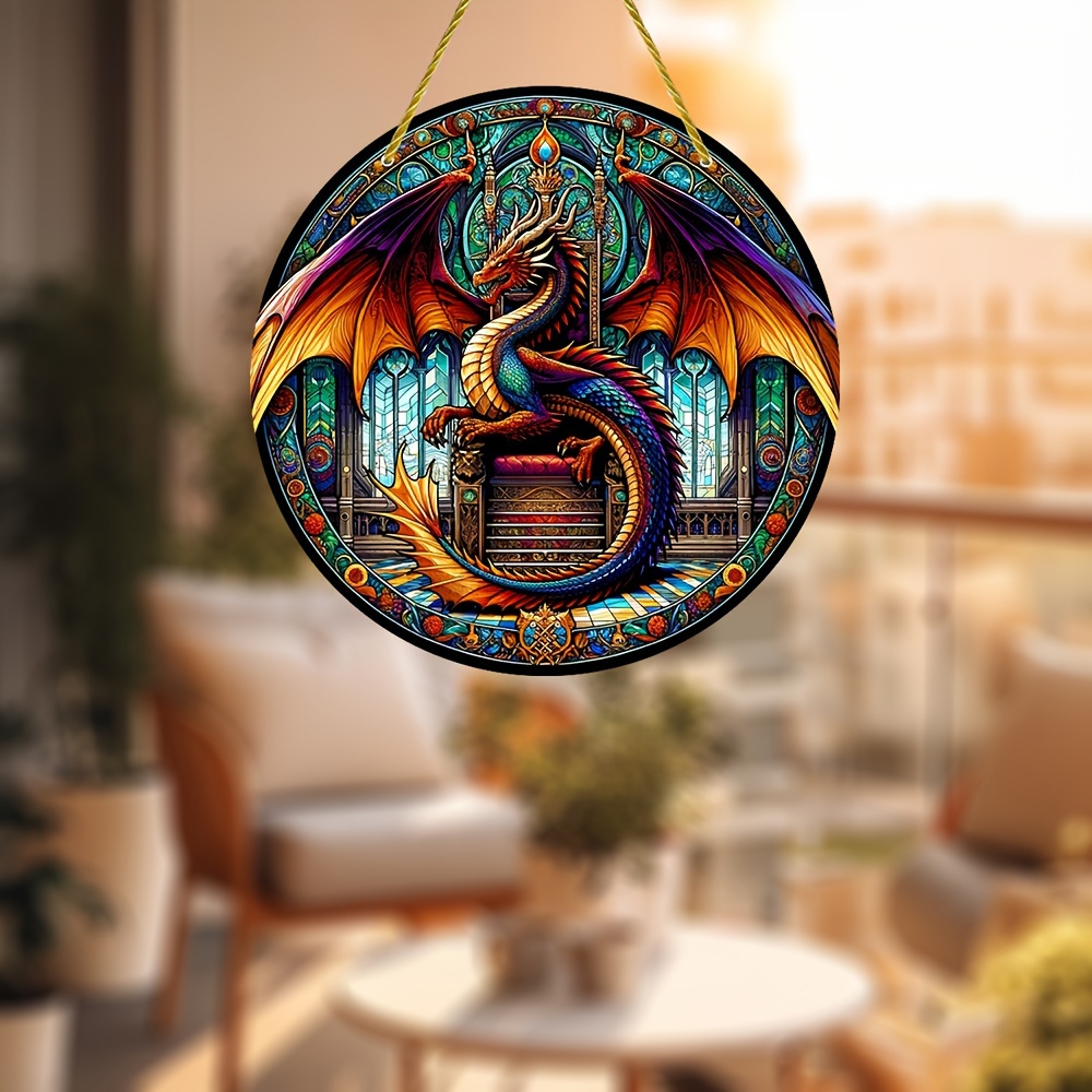 Dragon Throne Sun Catchers Faux 3d Style Stained Acrylic - Temu