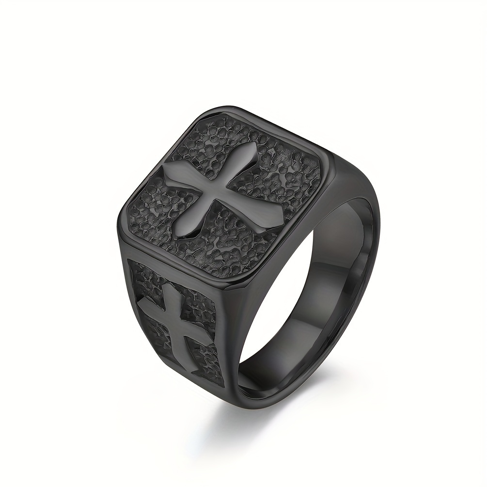 Simple Stainless Steel Cross Ring Religious Hand Jewelry - Temu United ...