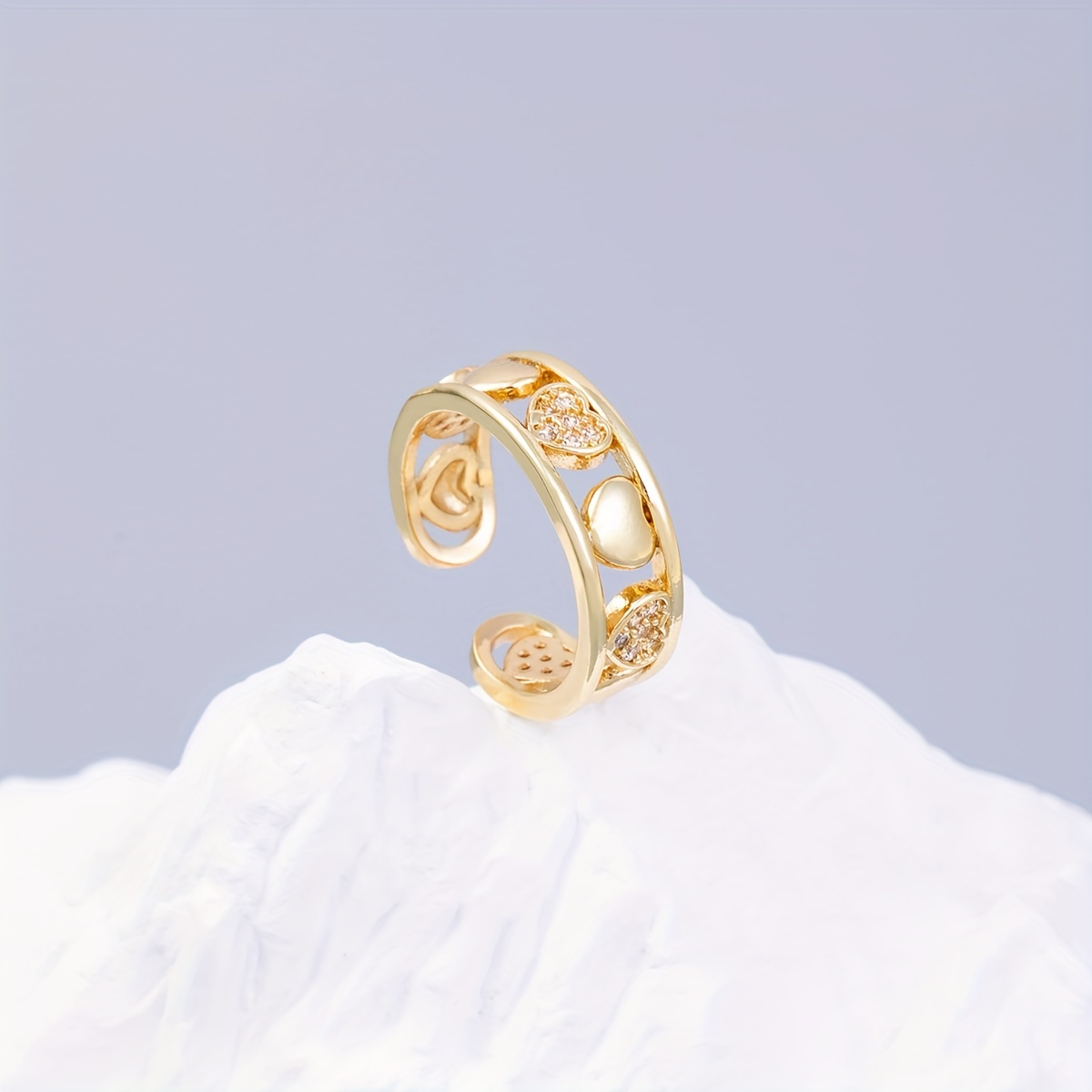 Retro Love Heart Decor Hollow Shiny Ring, Exquisite Adjustable Ring ...