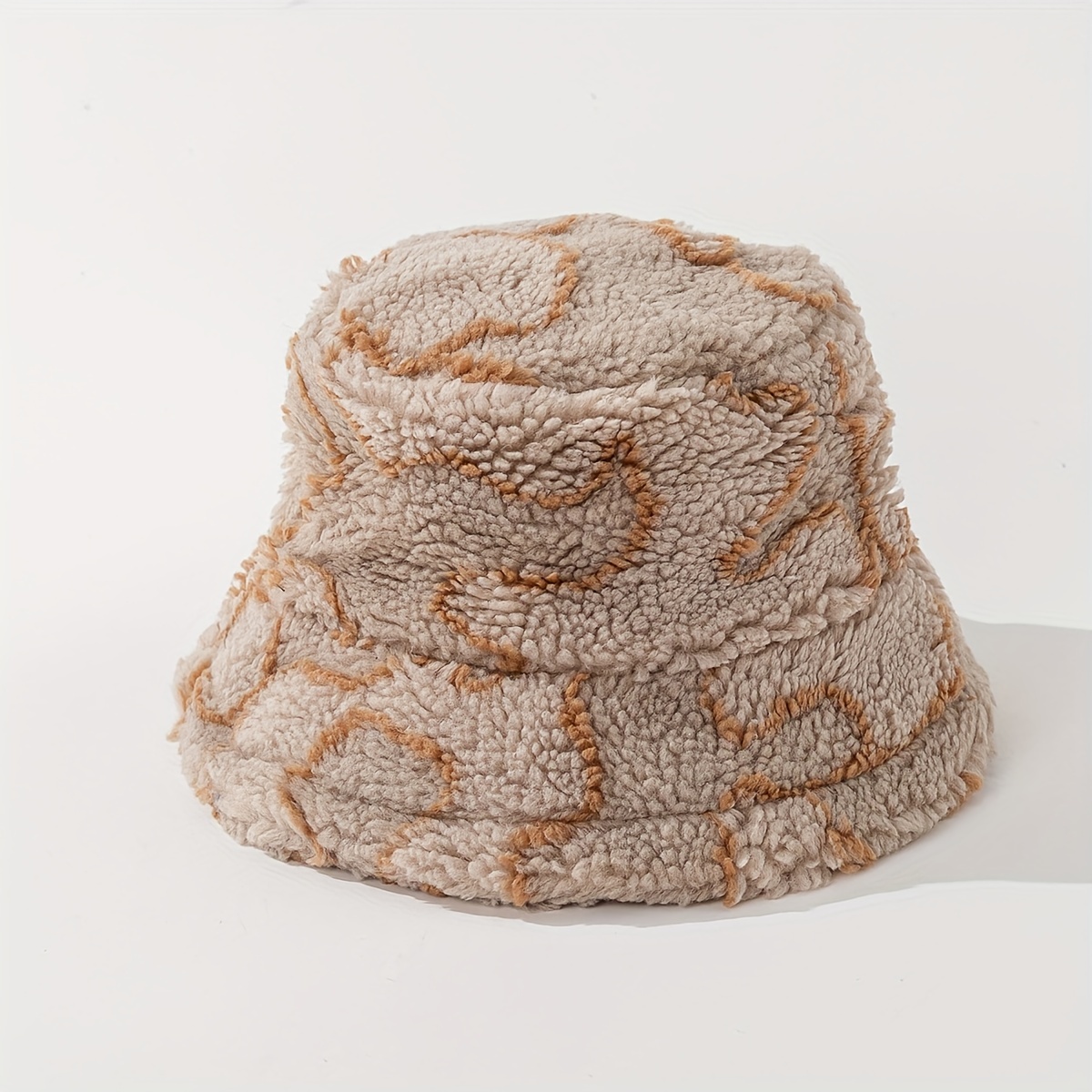 Trendy Striped Fuzzy Bucket Hat Women Solid Color Coldproof - Temu Canada