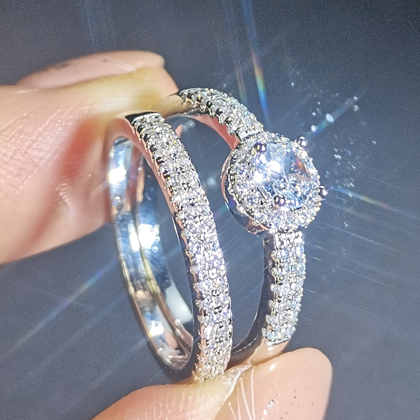 Exquisite Stacking Rings Paved Shining Zirconia Symbol - Temu United ...