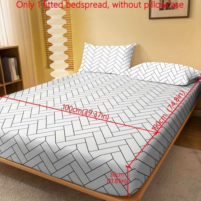 Geometric Print Brushed Fitted Sheet Soft Comfortable - Temu United