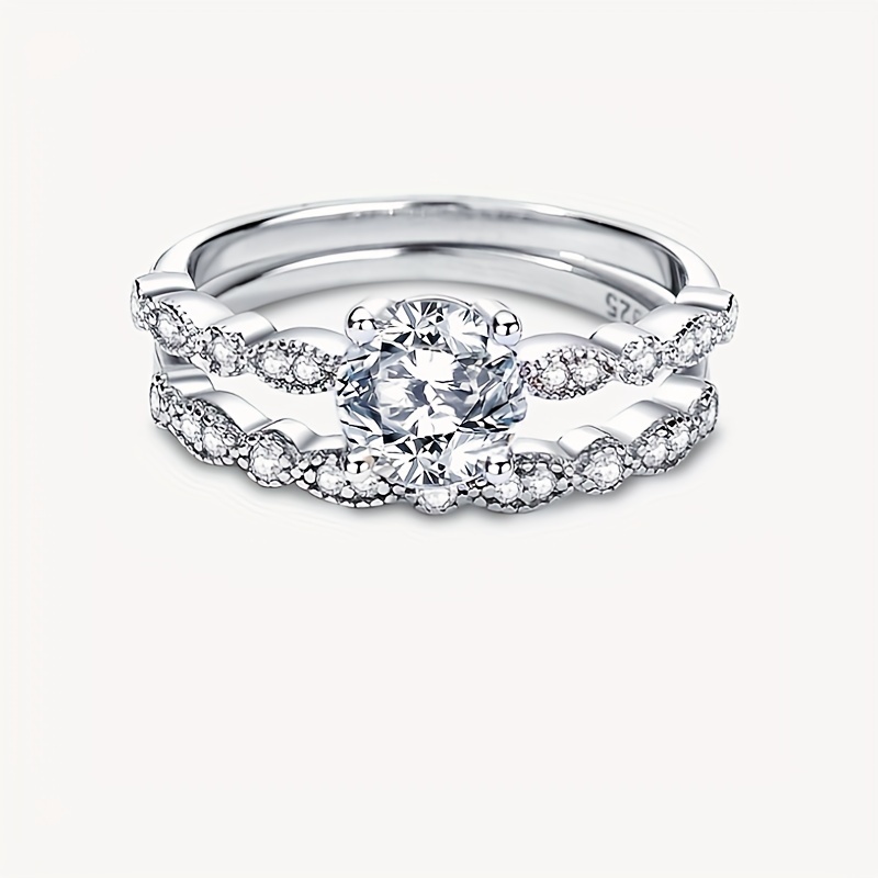 925 Sterling Silver 1 Carat Moissanite Stacked Rings Men - Temu United ...