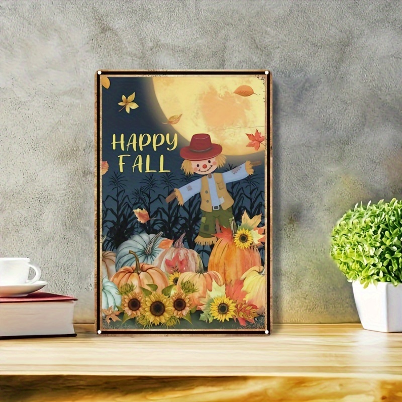 Metal Tin Sign Decor Happy Fall Thanksgiving Autumn - Temu Canada