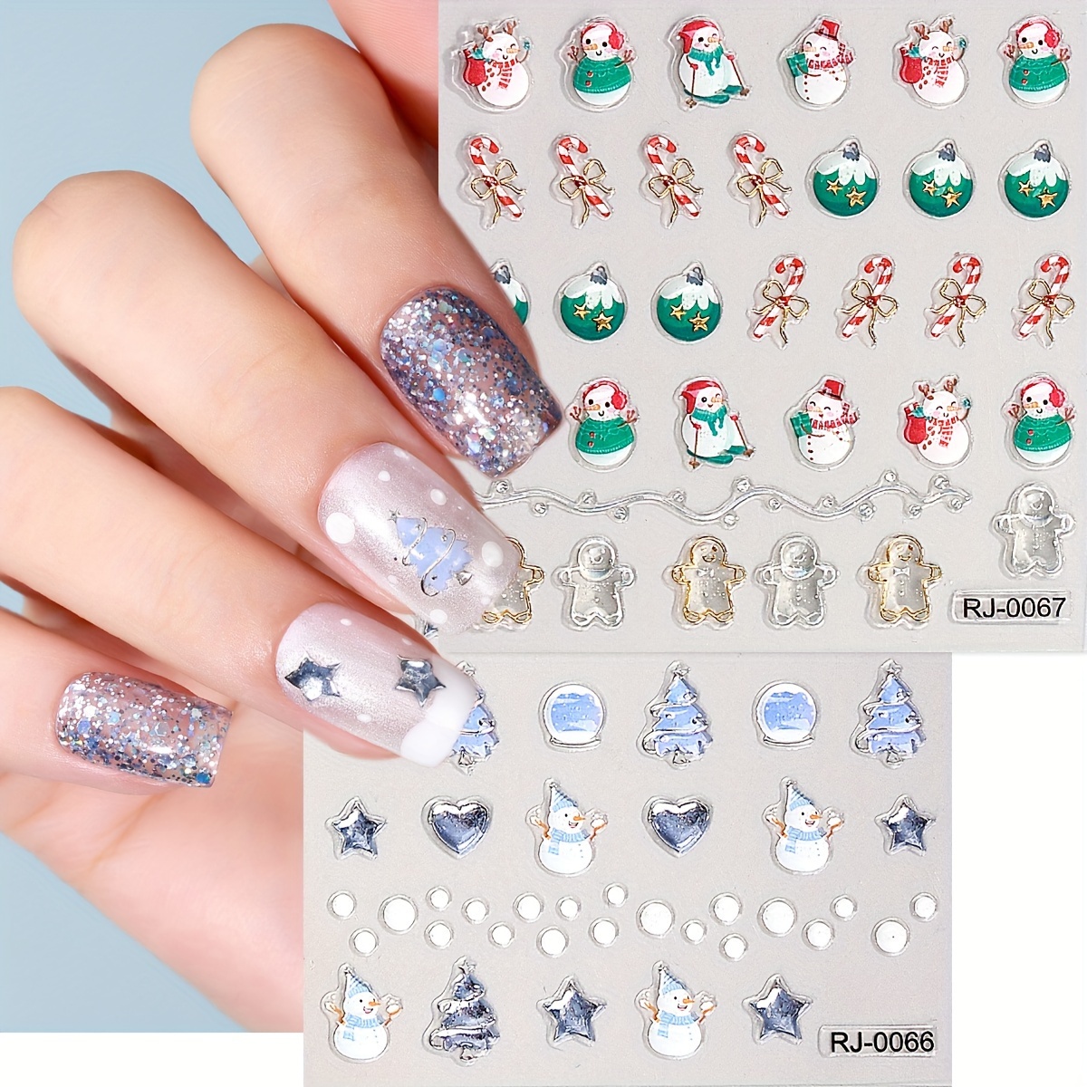 Christmas Nail Art Stickers Snowman Snowflake Christmas Tree - Temu ...
