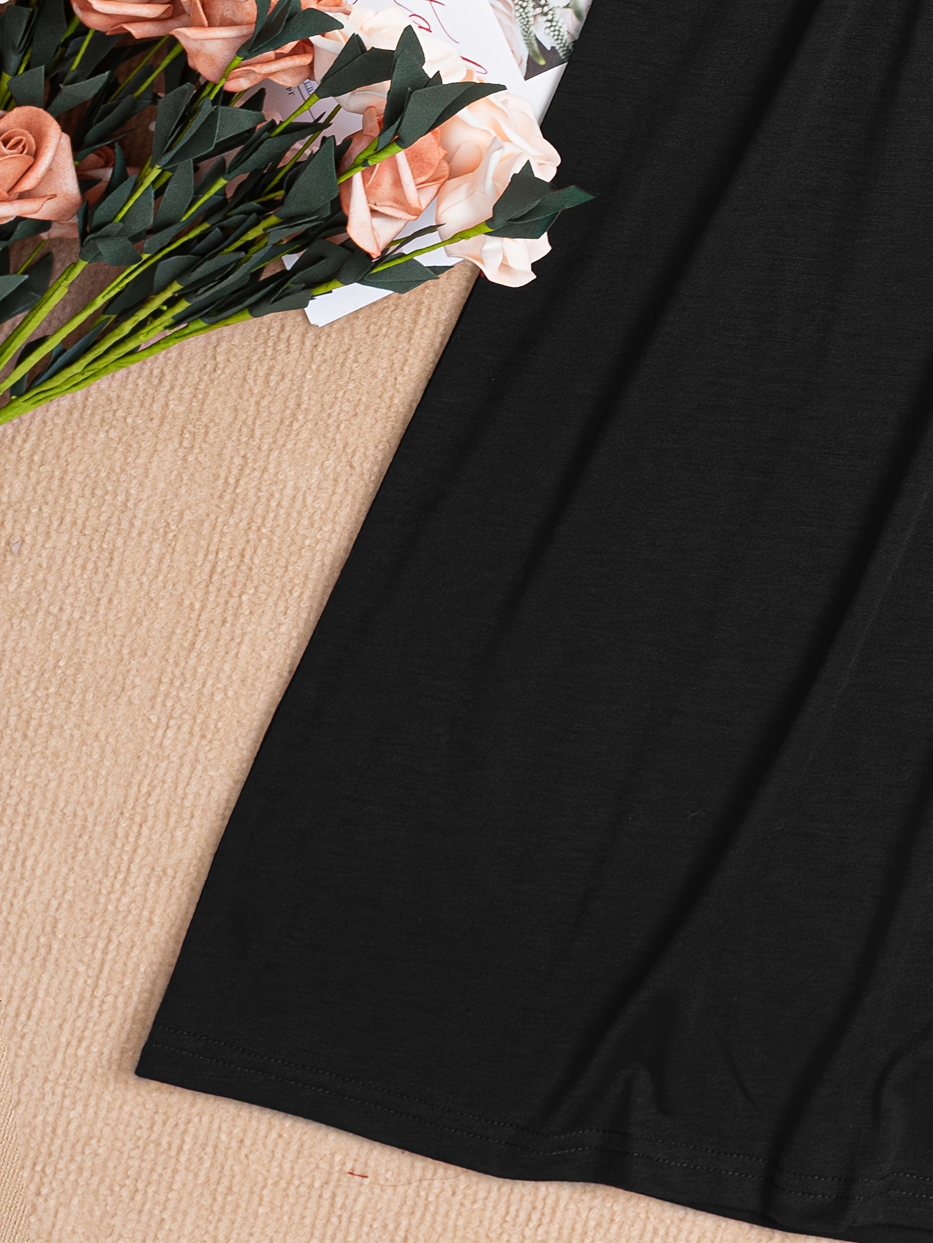 elegant girls solid crew neck long sleeve dress pocket black - Temu ...