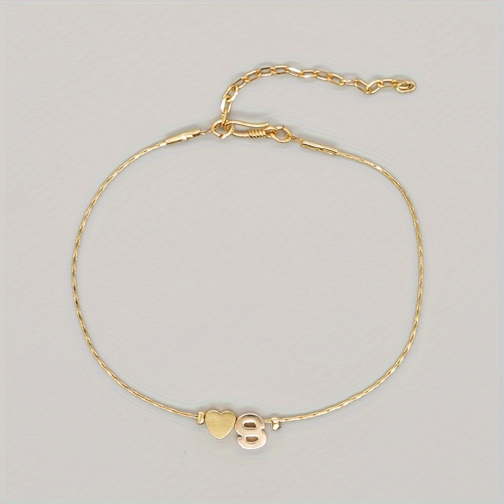 Niche Design Thin Chain Bracelet With Love Heart Letter - Temu United ...