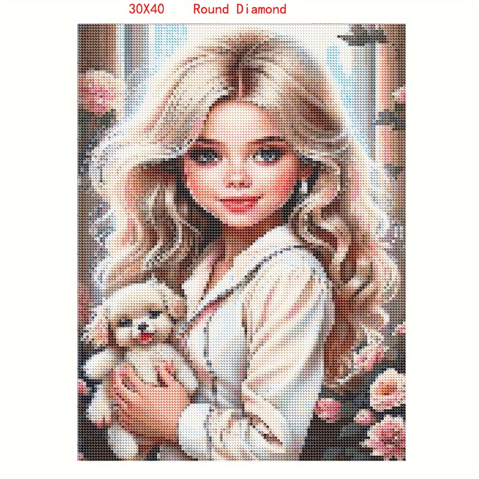 5d Diamond Painting Cute Little Girl Cute Puppy Diy Mosaic - Temu