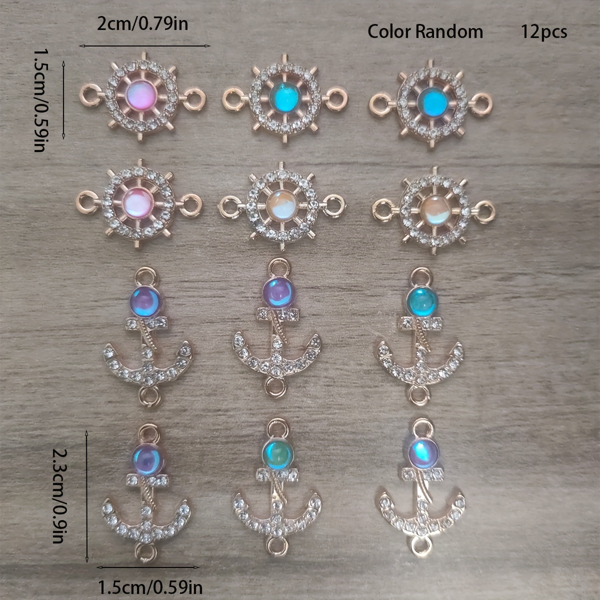 Shiny Alloy Set Glass Rhinestone Anchor Rudder Accessories - Temu ...