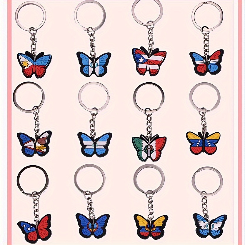 Butterfly Pvc Soft Rubber Keychain Cartoon Cute Metal Key - Temu Australia