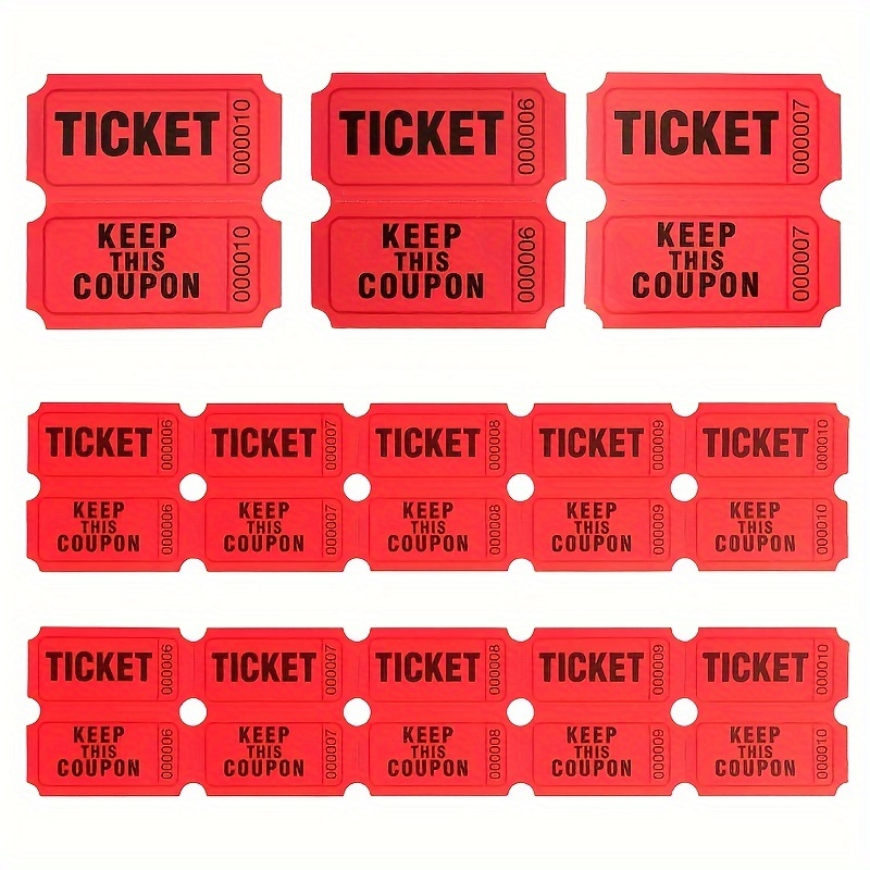 Red Raffle Tickets Ticket Events Entry Class - Temu