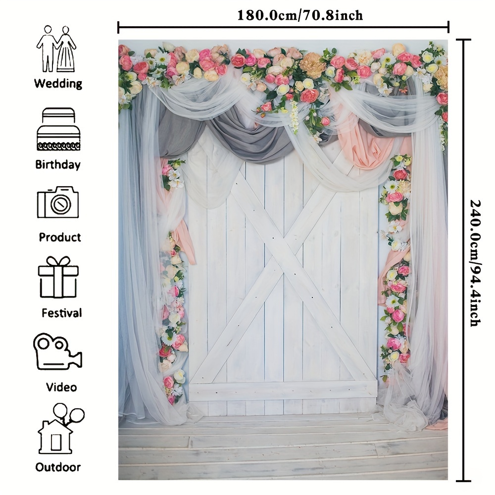Wedding Photography Backdrop Vinyl White Flowers - Temu Australia