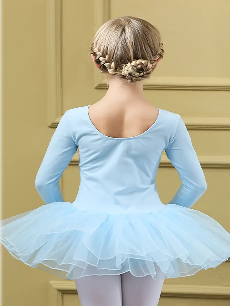 Sweet Girls Solid Long Sleeve Ballet Tutu Leotard Cute Temu
