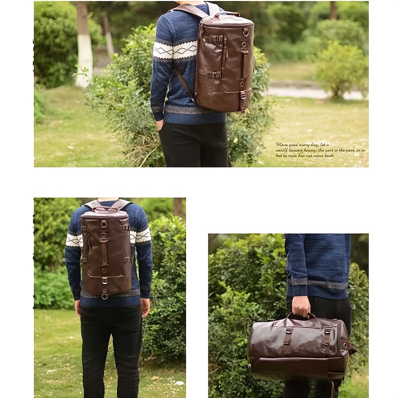 Mochila Hombre Mochila Cuero Cilindro Barril Moda Bolsa - Temu Mexico