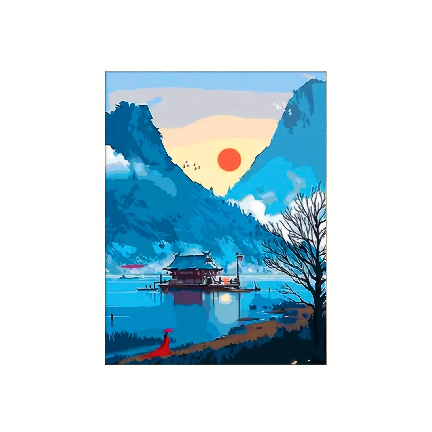 Diy Cross Stitch Kit Boat In Mountain Rive Pattern Cross - Temu Philippines