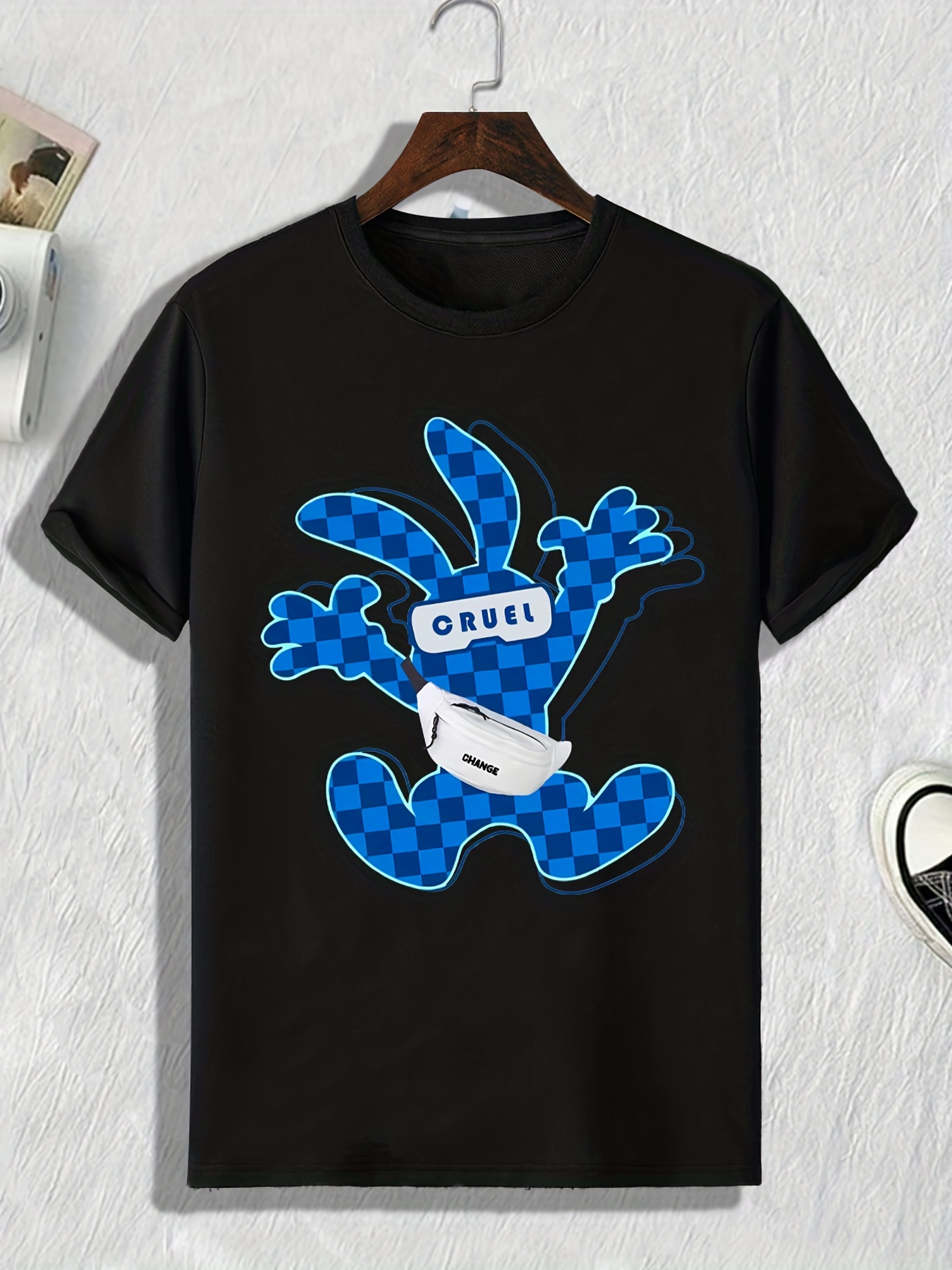 カートゥーン プリントtシャツ メンズ ストリートスタイル ネックティーシャツ 夏用 Temu Japan