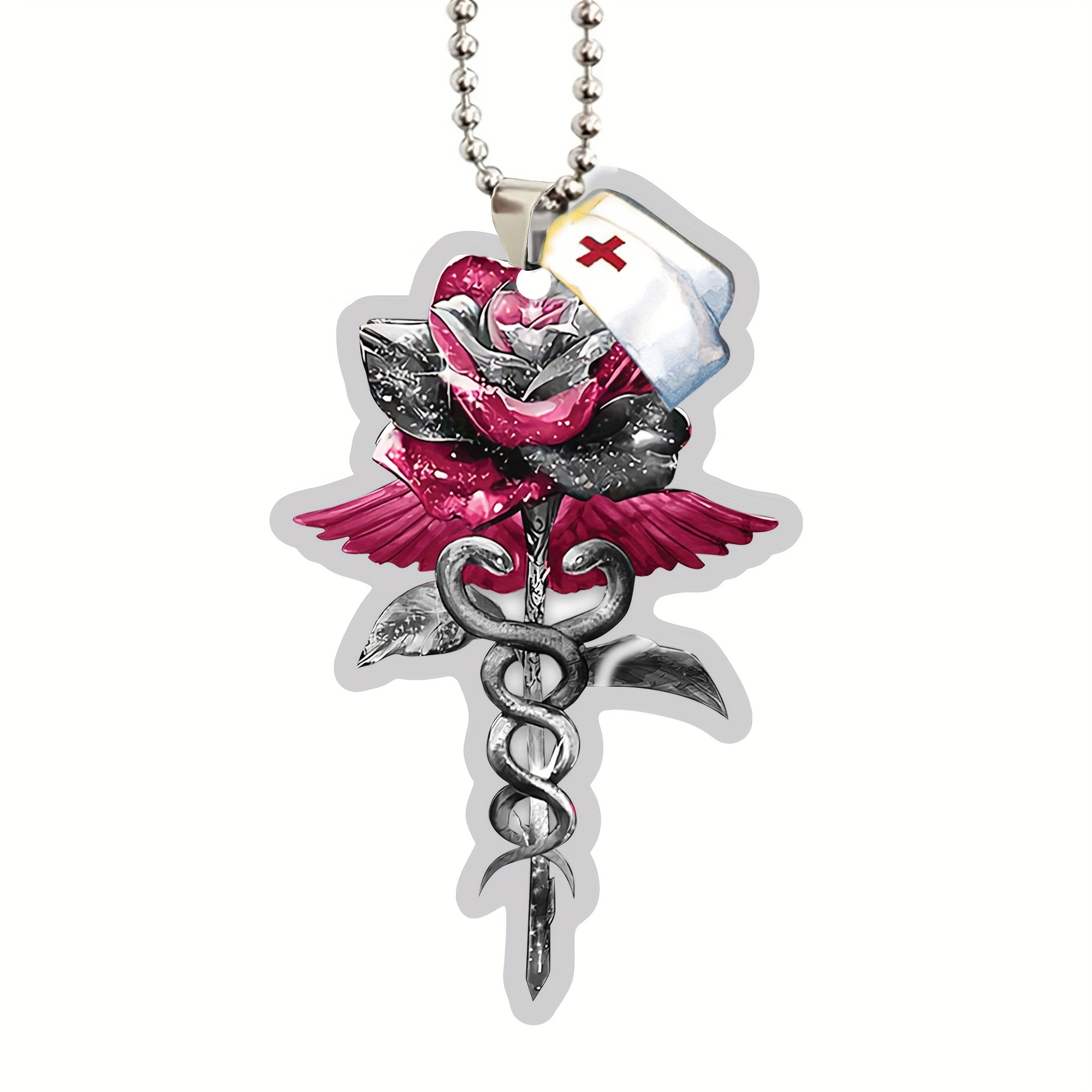Rose Flower Nurse Angel Wings Caduceus Rn Cna Gift Car - Temu United ...