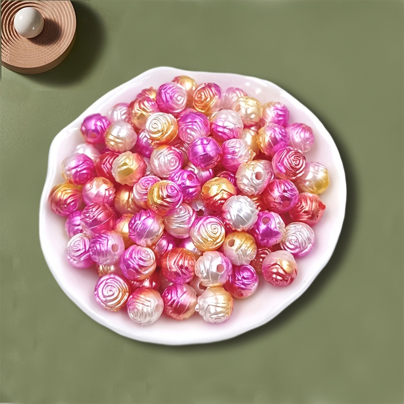 Color Gradient Rose Flower Imitation Pearl Smudged Loose - Temu United ...