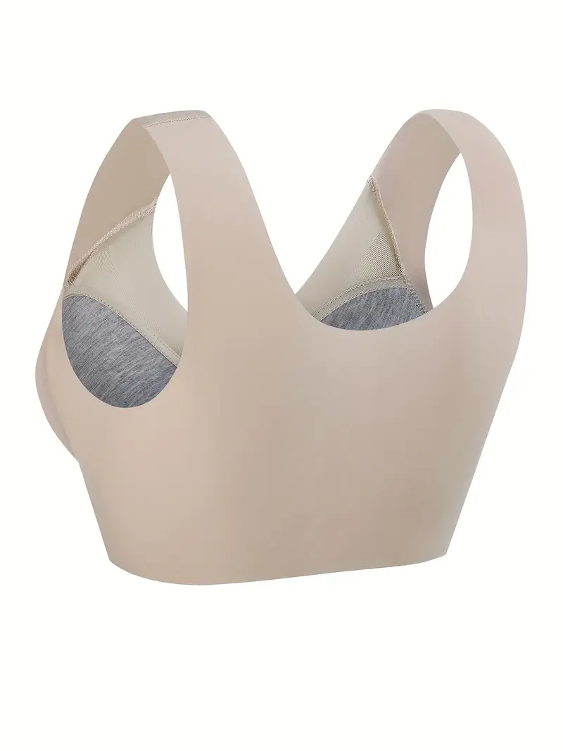 Simple Solid Contrast Mesh Bra Comfy Breathable Wireless Temu Australia
