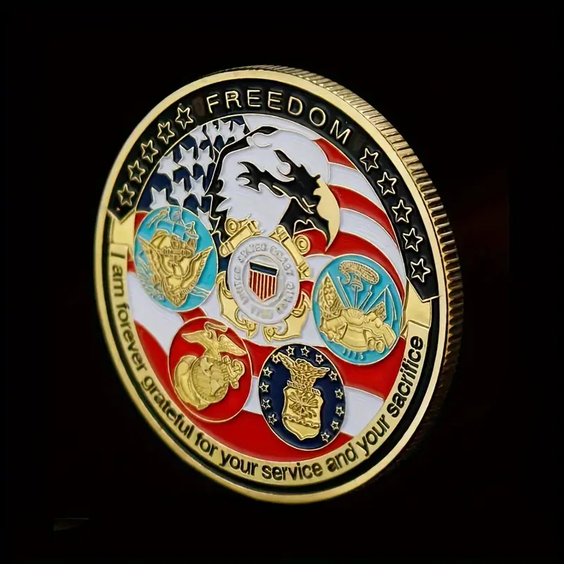 Metal Golden United States Marine Air Force Liberty Letter Commemorative Coin Five Military