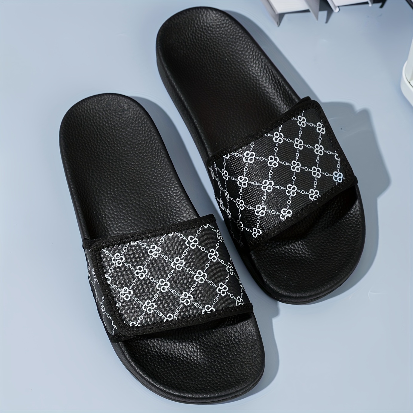 Mens Trendy Open Toe Slides Casual Non Slip Slippers For Indoor Outdoor ...