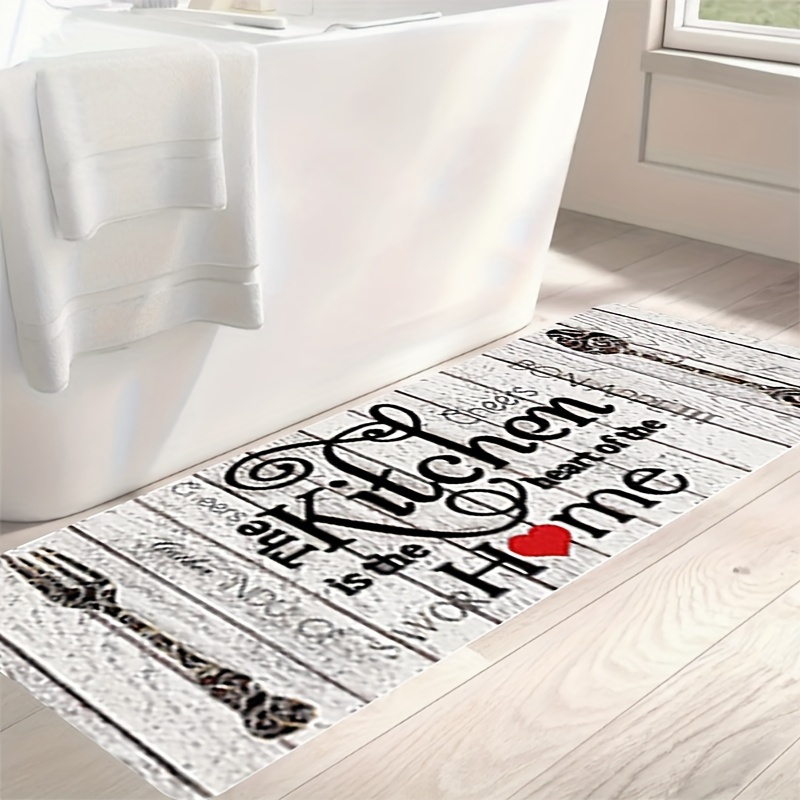 1pc Soft Oil Proof Kitchen Rug Wood Print Waterproof Non Slip Kitchen ...