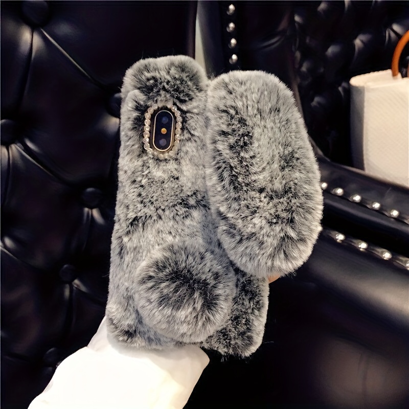 Iphone 15 Adorable Fluffy Rabbit Fur Phone Case. Compatible - Temu ...
