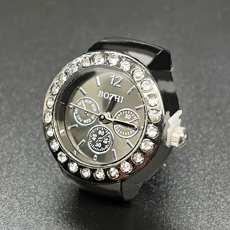Unisex Finger Watch Ring Watch Shining Rhinestone Decoration - Temu ...