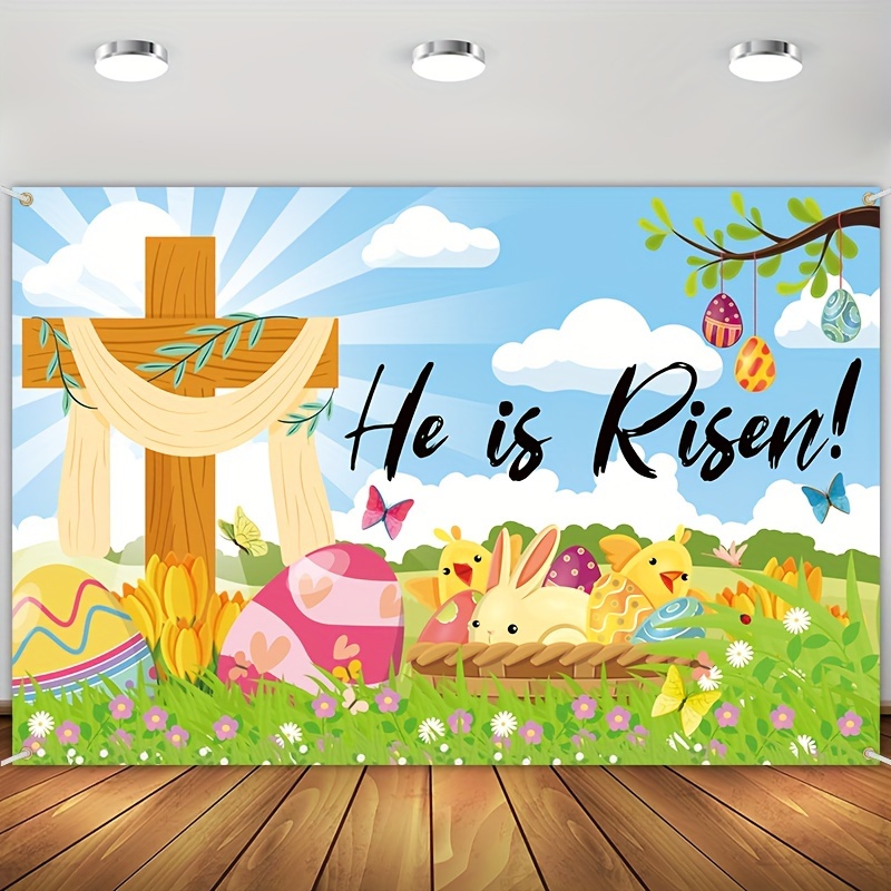 Easter Decoration Banner Cross Background Decoration Happy - Temu ...