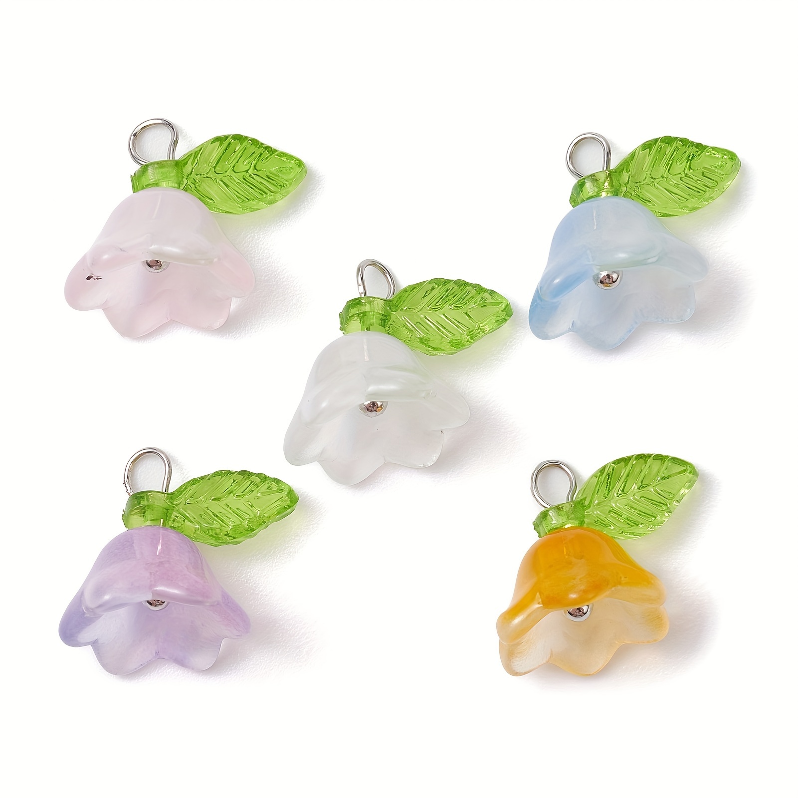 5 Color Glass Flower Life Charms Brass Loops Spring Flower - Temu Denmark