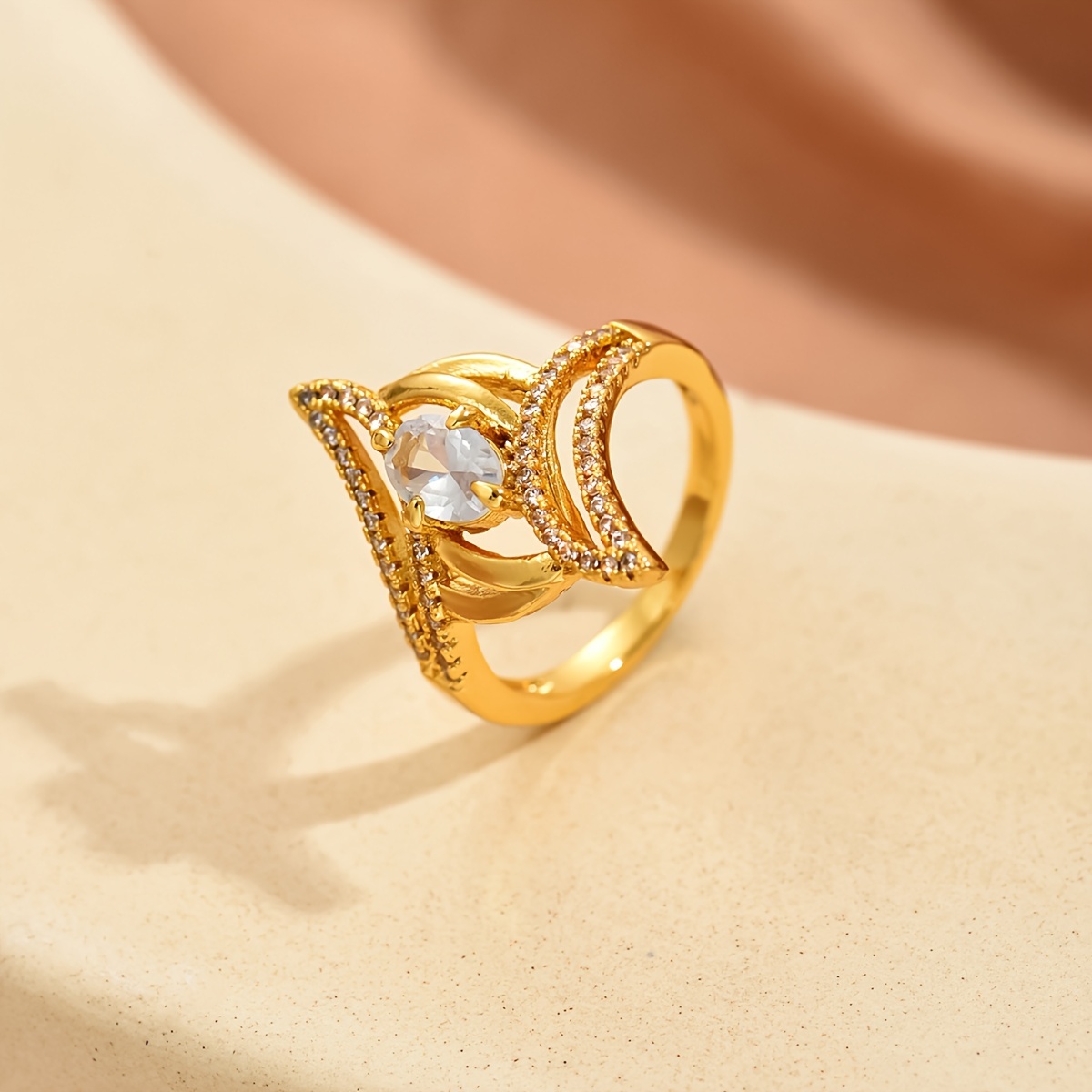 Vintage Ring Plated Paved Shining Zirconia Moon Design Match - Temu ...