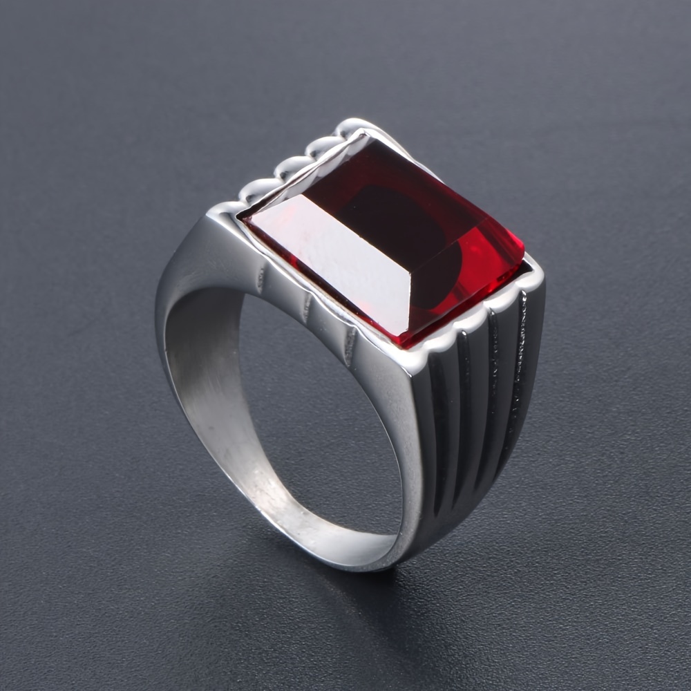 Simple Fashion Titanium Steel Ring Red Black Hip Hop Style - Temu ...