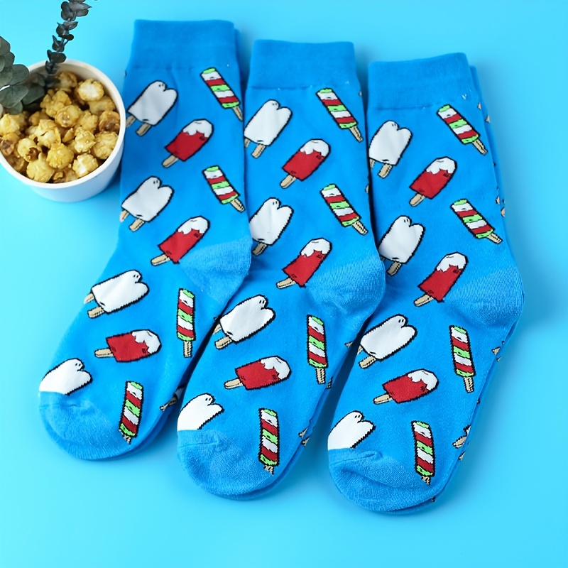 men's trendy cream pattern crew socks breathable - Temu Ireland