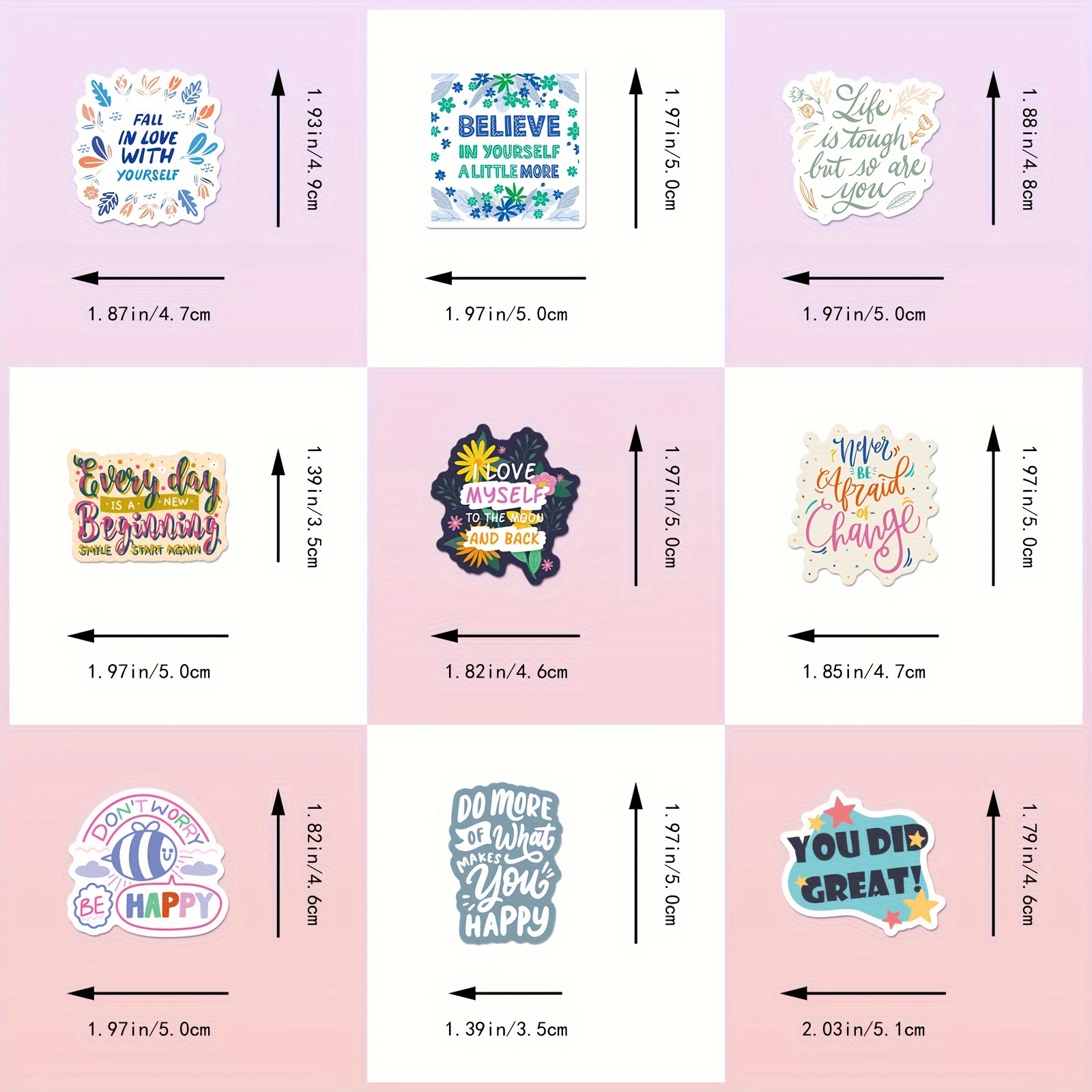 Phrase Stickers Cartoon Inspirational Text - Temu