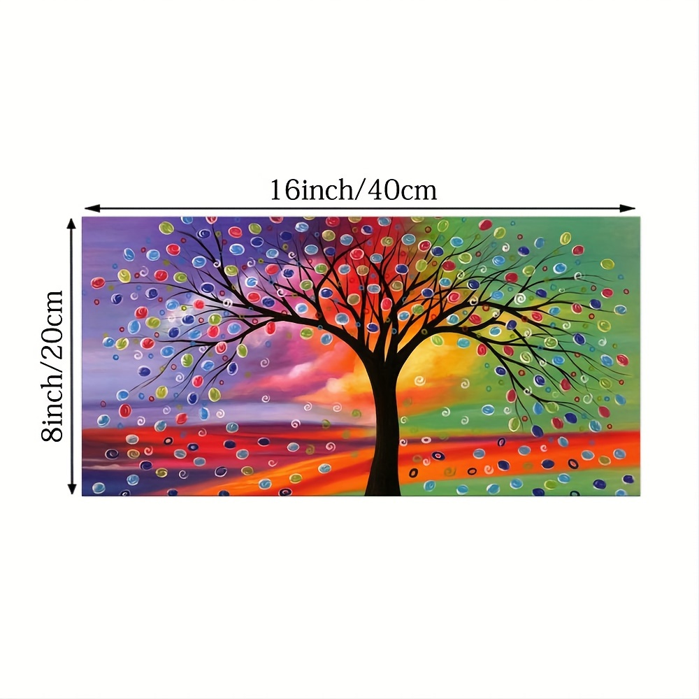 Sunset Tree Painting Multicolour Abstract Art Print Poster - Temu New ...