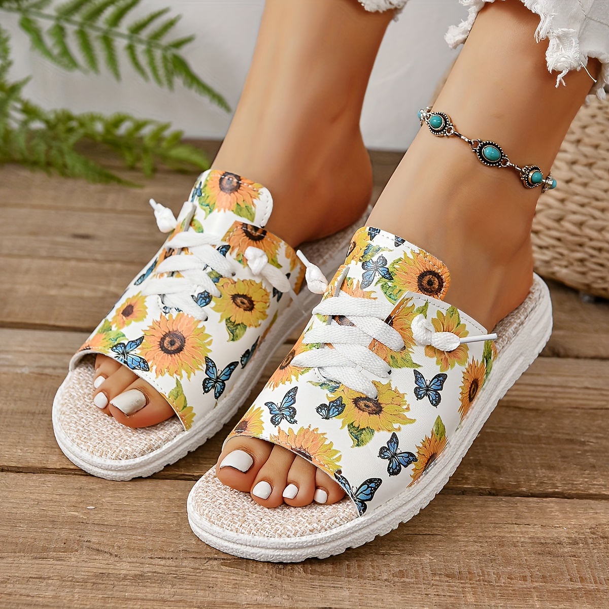 Womens Butterfly Sunflower Slide Sandals Casual Open Toe - Temu United ...